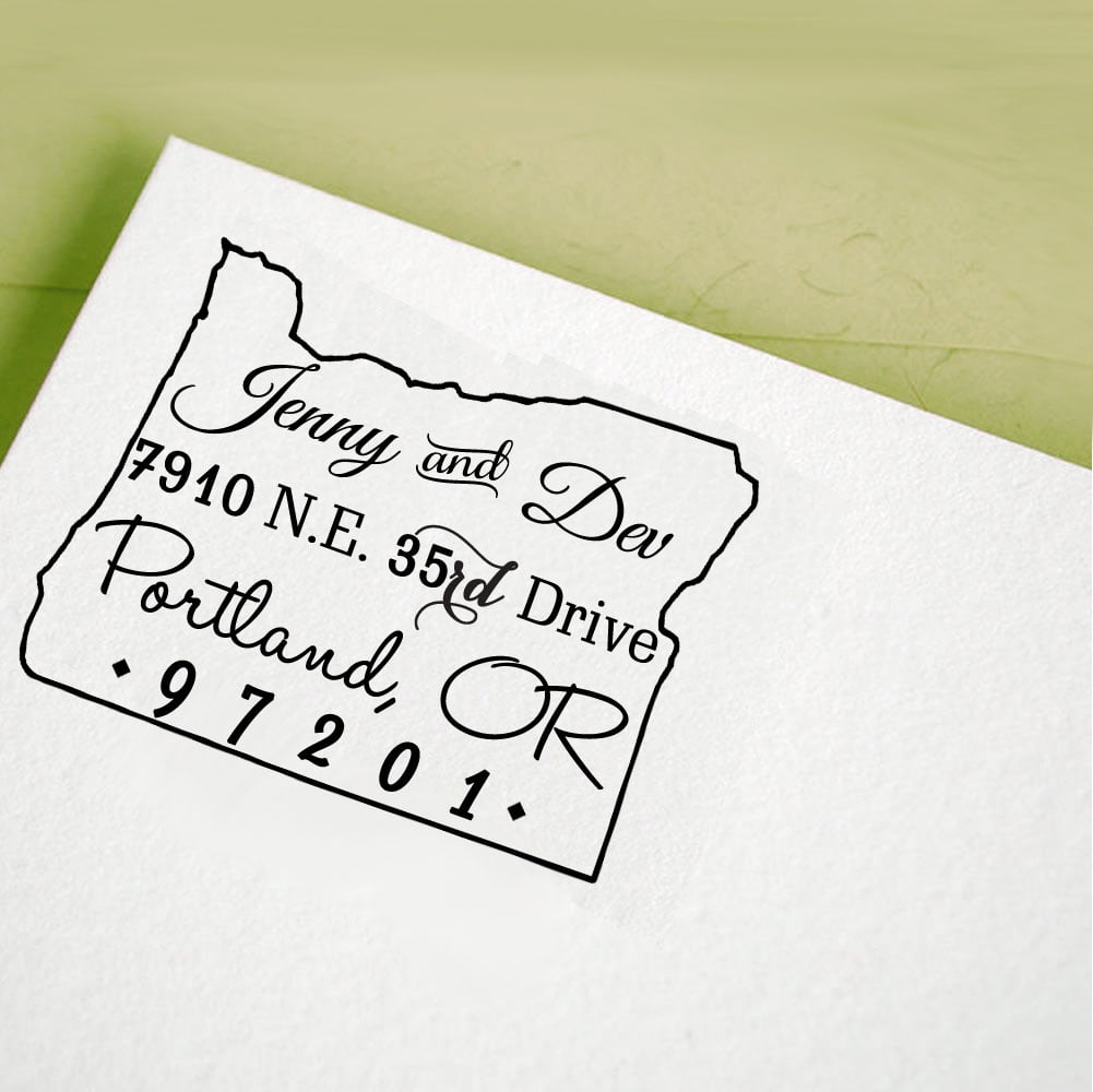 Self Inking Oregon State Map Stamp Custom Return Address Rubber Stamp ...