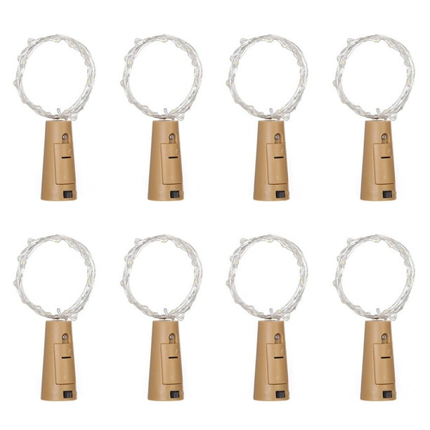 Paquete de 8 luces para botellas de vino, 20 luces LED con pilas de 6,6 ...