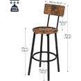 Bar Stools,Set of 2 Round Bar Chairs with Back,25.2" Bar Chairs for ...