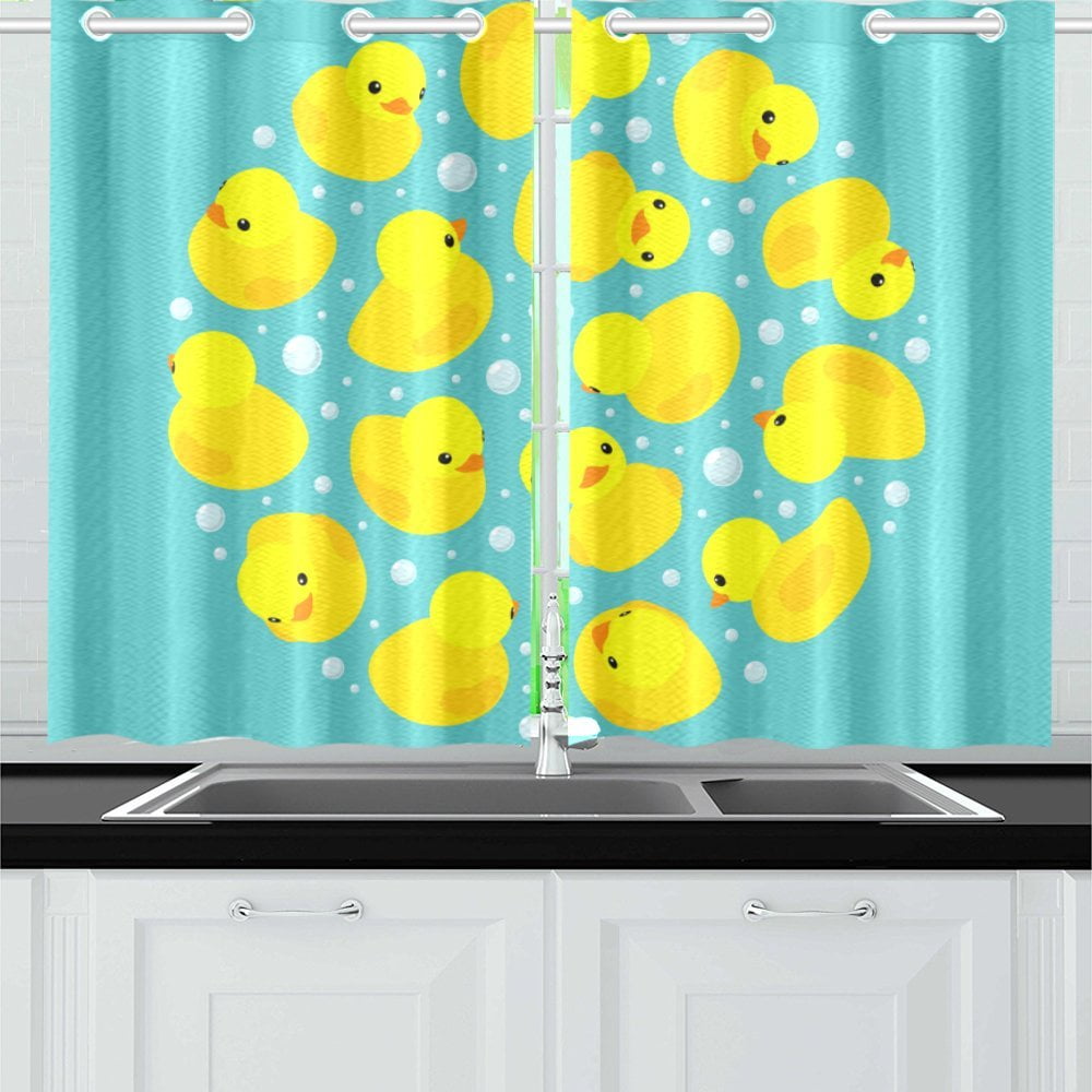 MKHERT Yellow Rubber Ducks Window Curtain Kitchen Curtains Window ...