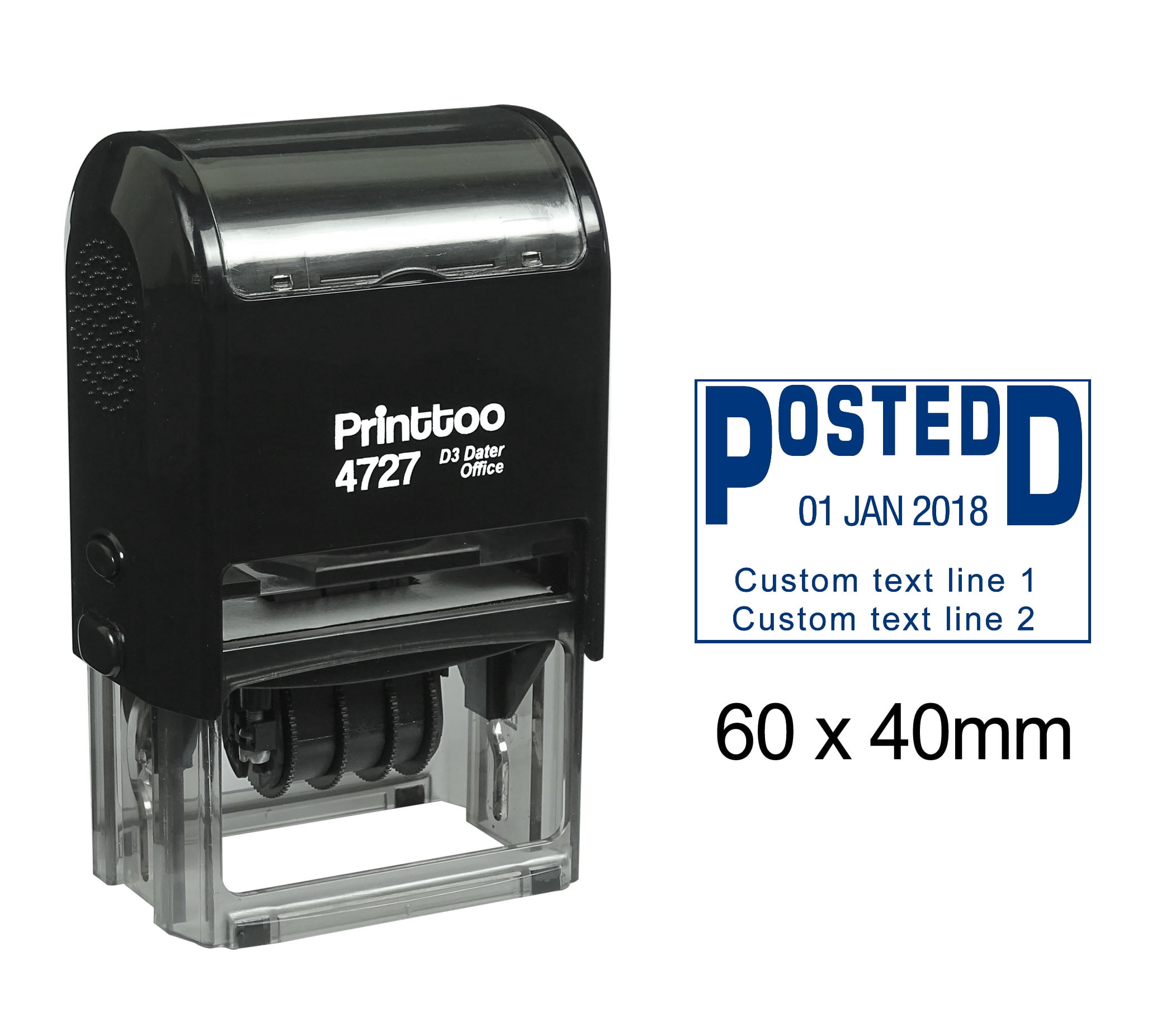 Printtoo Dater Stamp Self Inking With Posted & Custom Text Line Office ...