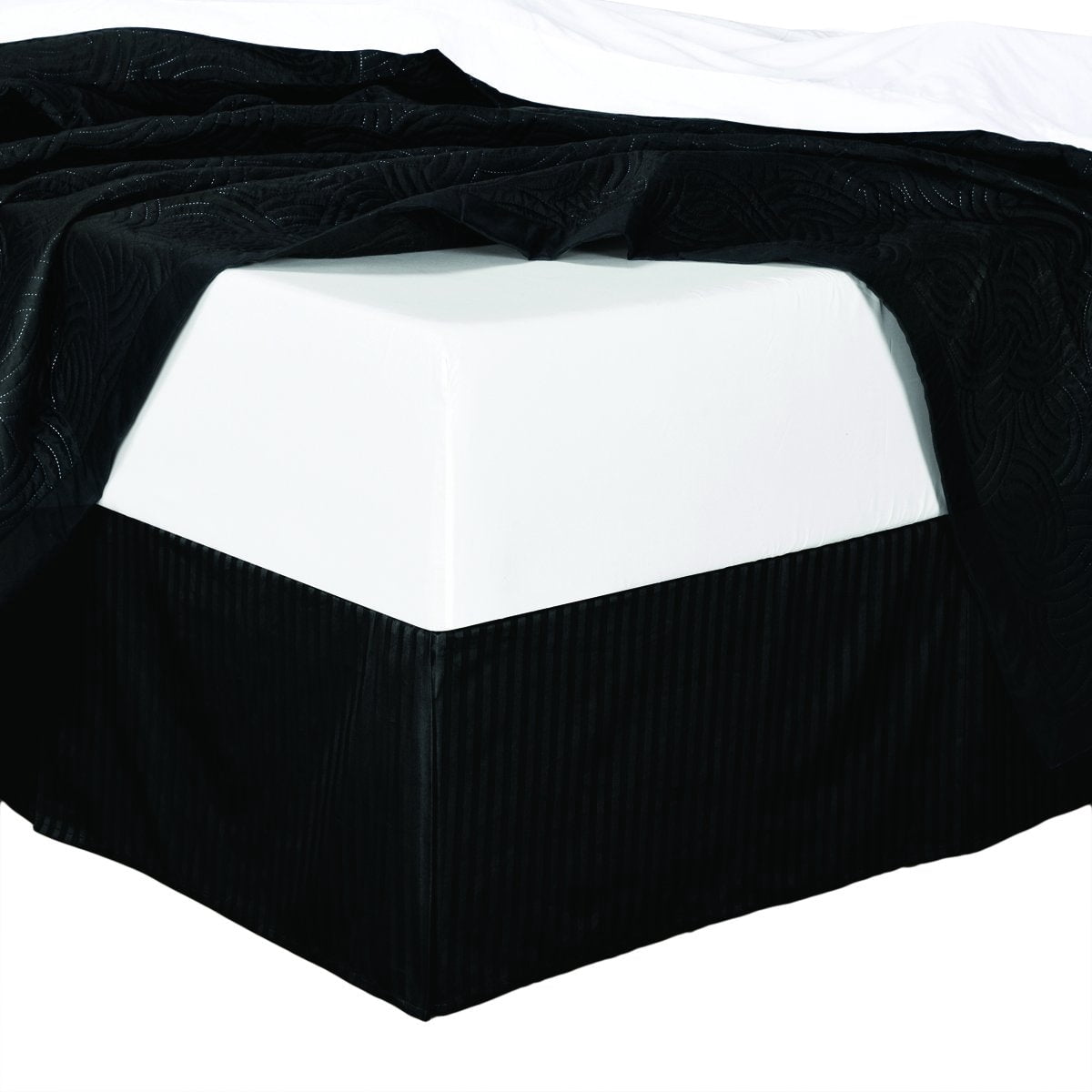 Luxury Combed Cotton Split Corners Damask Stripe Bed Skirts - Walmart.com