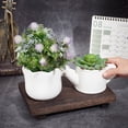 Candlenut Wood Holder for Planter Pots Serving Tray Rectangle Coconut ...