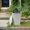 Plexon Products 13-Gallon Beige Galvanized Steel Trash Can, Round, With ...