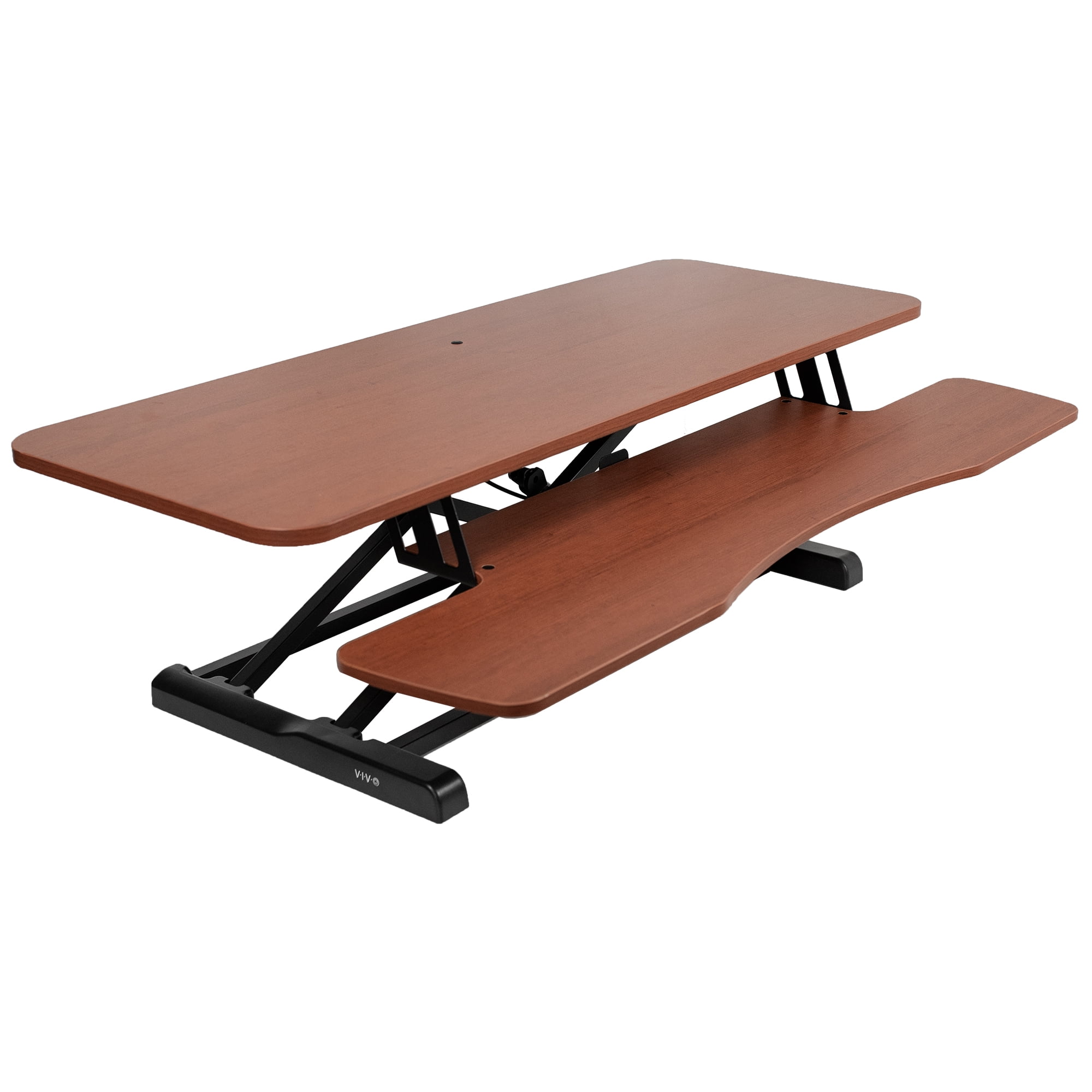 VIVO Adjustable 42" Standing Desk Monitor Riser, Dark Walnut Top, Black ...