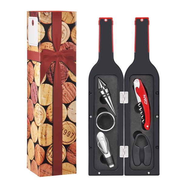 Kato Wine Bottle Accessories Gift Set - Wine Opener Kit Corkscrew ...