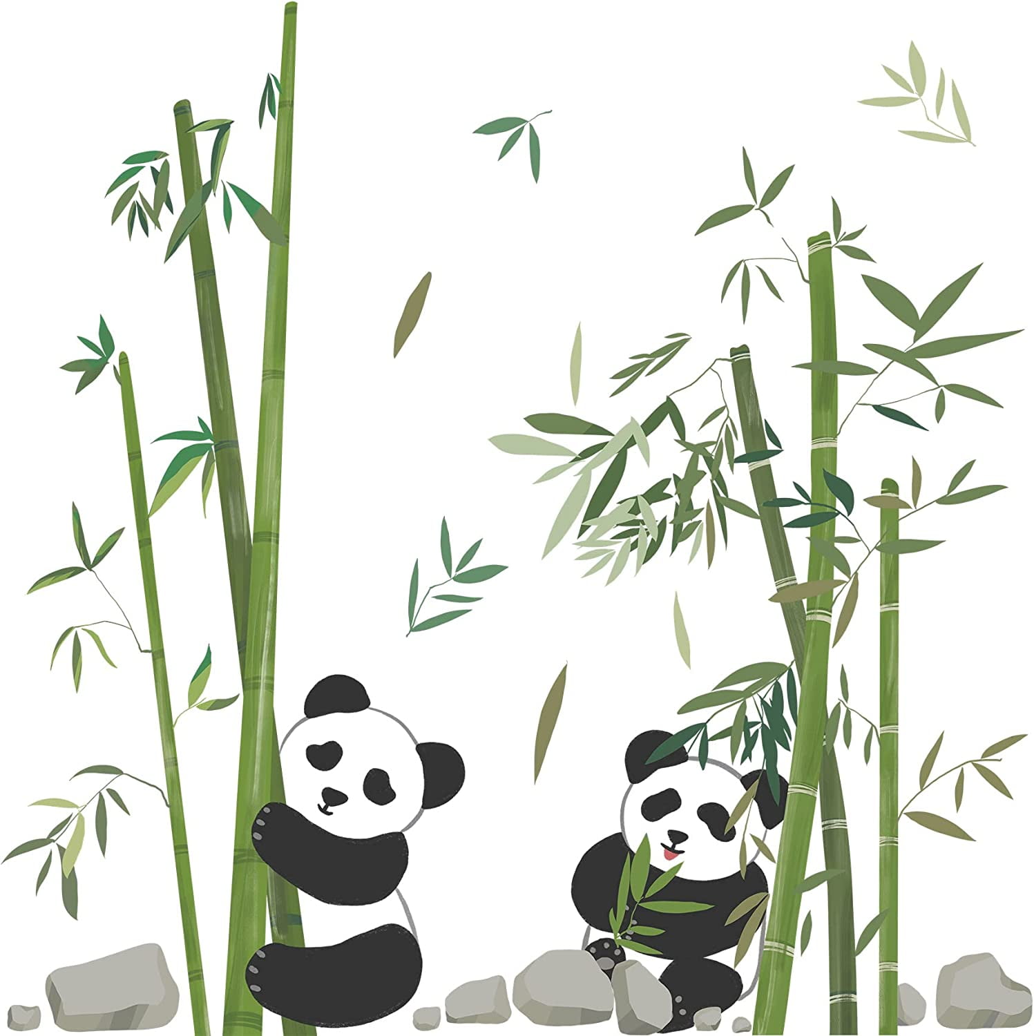 Panda comiendo bambú pared calcomanía lindo Panda de dibujos animados ...