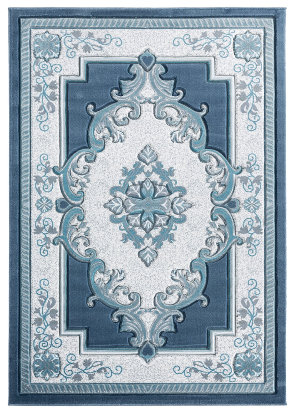 Designer Home Swan Area Rug 2050 10563 Fallon Aqua Medallion Curls 5' 3 ...