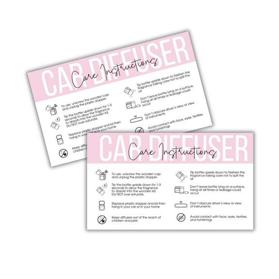 Car Oil Diffuser Vent Warning Labels and Instruction Cards 50 pk 3.5 x ...
