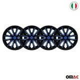 OMAC 16" Inch Hubcaps Wheel Rim Cover Matt Black & Dark Blue Set ...