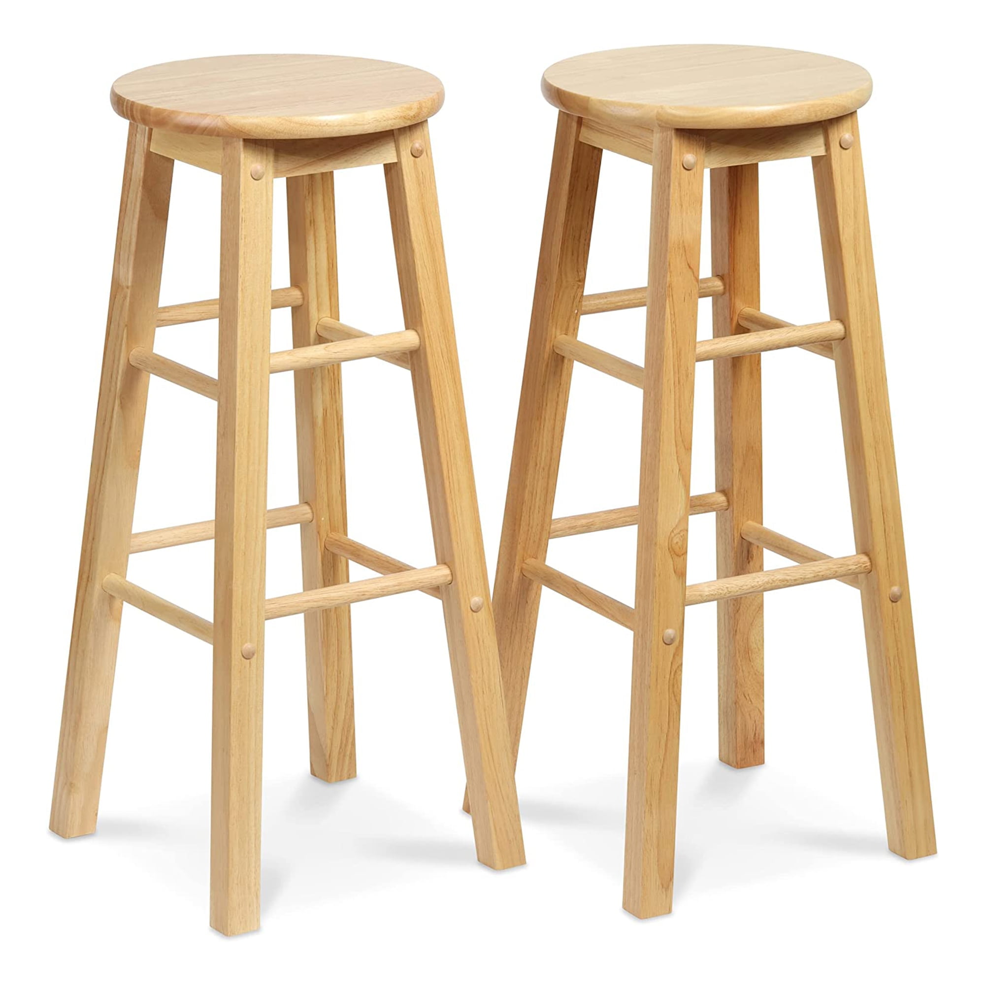 Open Box PJ Wood Classic Round-Seat 29 inch Tall Bar Stools, Natural ...