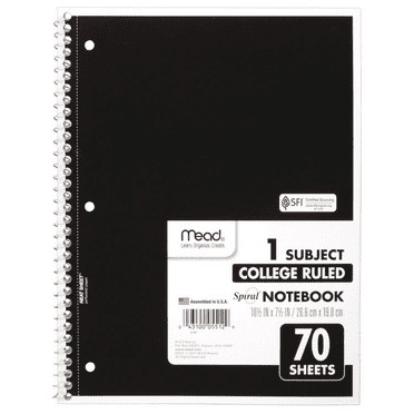 Mead 1-Subject Spiral Notebook [College Ruled]: 7-1/2 in. x 10-1/2 in ...