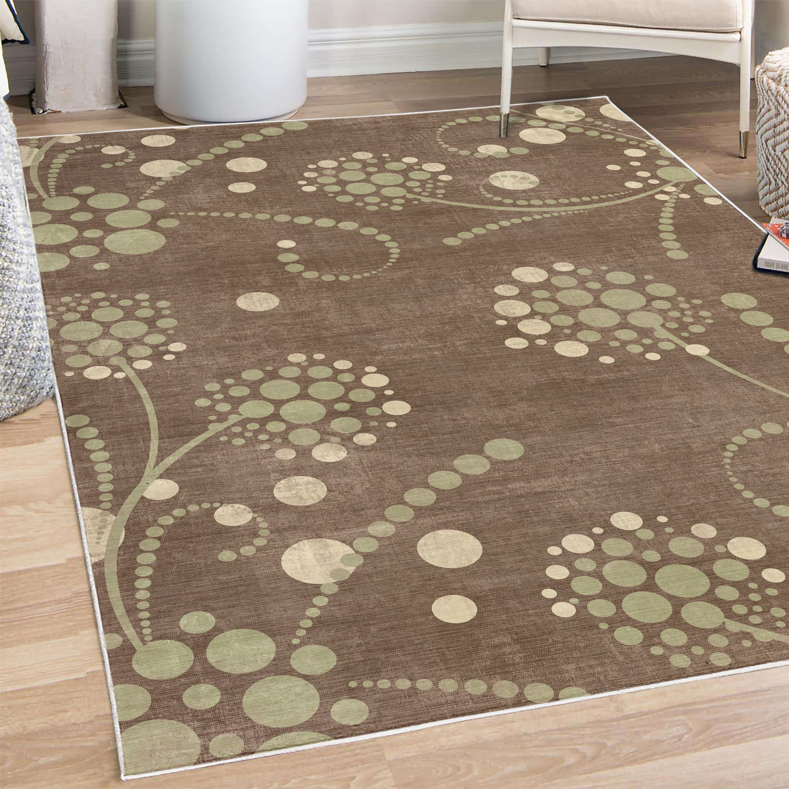 Abstract Decorative Rug, Spiral Form Circular Flowers Modern Style ...