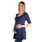 24seven Comfort Apparel Elbow Sleeve Maternity Swing Tunic Top ...