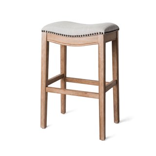 Morgan 31" Backless Bar Stool with Swivel, Navy Blue with Natural Rush ...