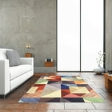 "Mainstays Indoor Area Rug, Geometric Blocks Multi-Colored, 4'11"" x 6 ...