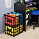 Sterilite Large Stackable Bins Black Plastic Storage Box Milk Crate (6 ...