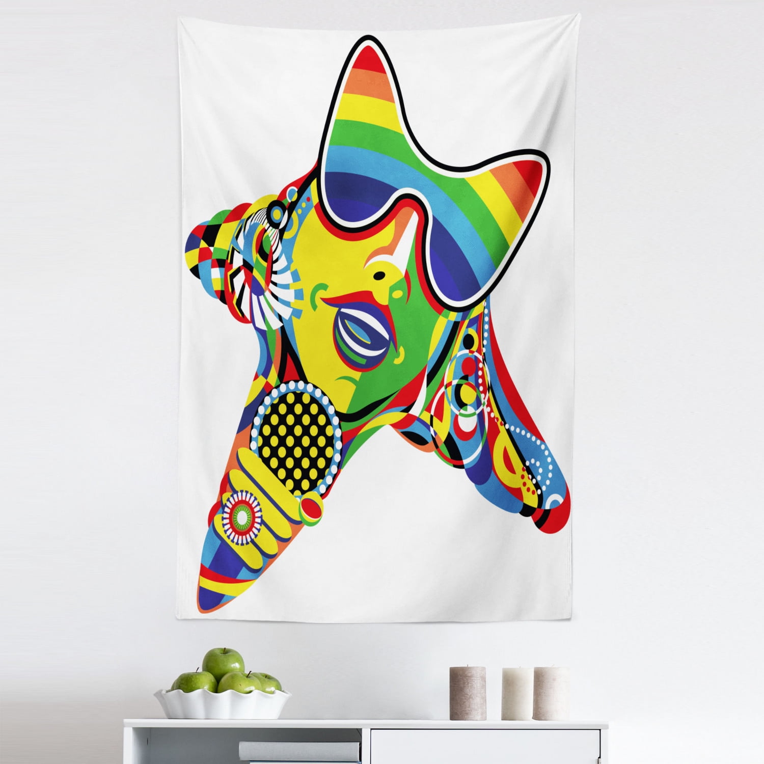 Popstar Party Tapestry, Abstract Design in Rainbow Colors Art in Shape ...