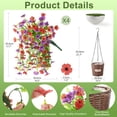 Artificial Flowers Hanging Baskets Red Purple 4 Branches Outdoor Indoor ...