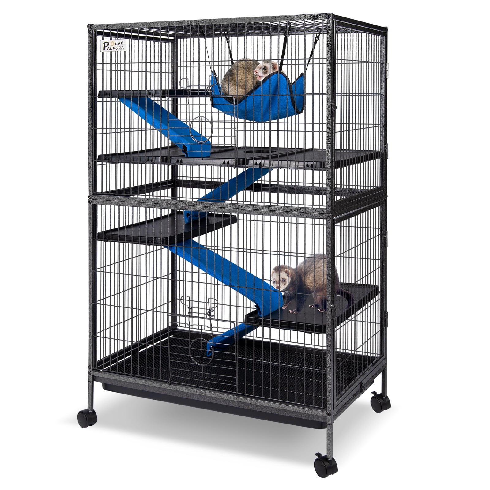 Polar Aurora 50" H 4 Tier Steel Plastic Deluxe Small Animal Pet Cage ...