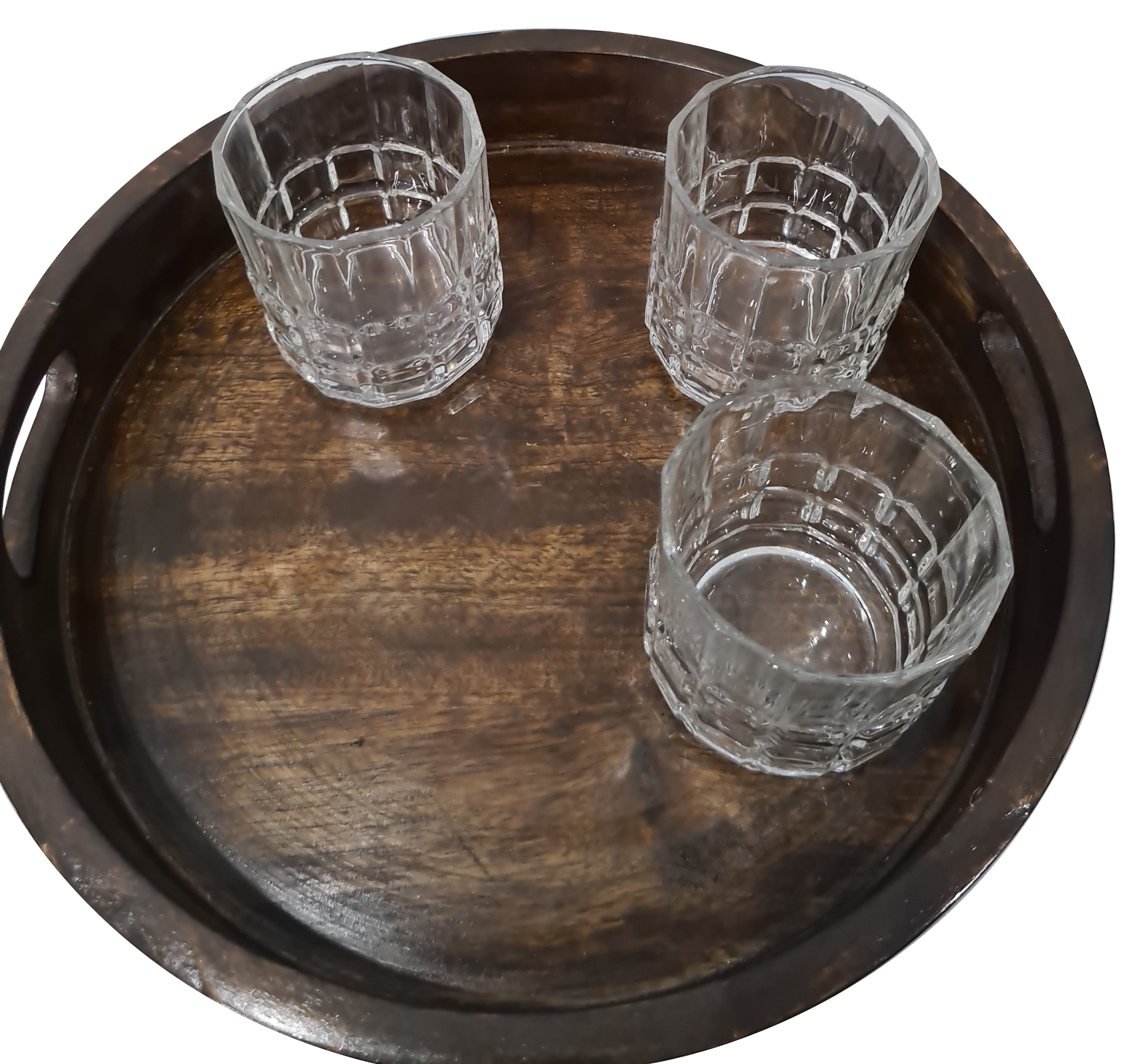 collectiblesBuy Hand-carved Rustic Round Wooden Rustic Serving Tray ...