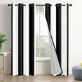 Black and White Vertical Stripes Patterned Blackout Curtains for Living ...