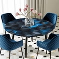 Blue Square Round Table Cover, Gradient Black Squares Modern Abstract ...