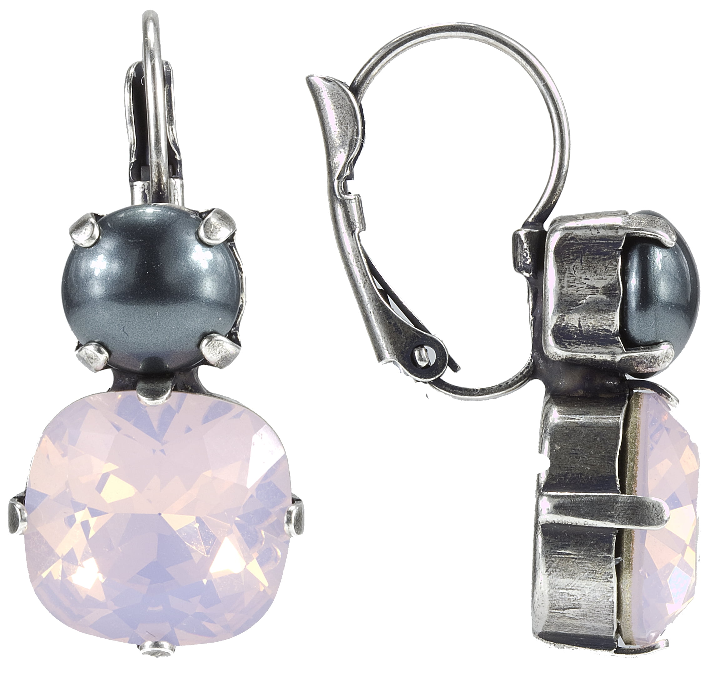 Swarovski 8mm Tahitian pearl and 12mm Rose Water Opal Cushion Cut ...