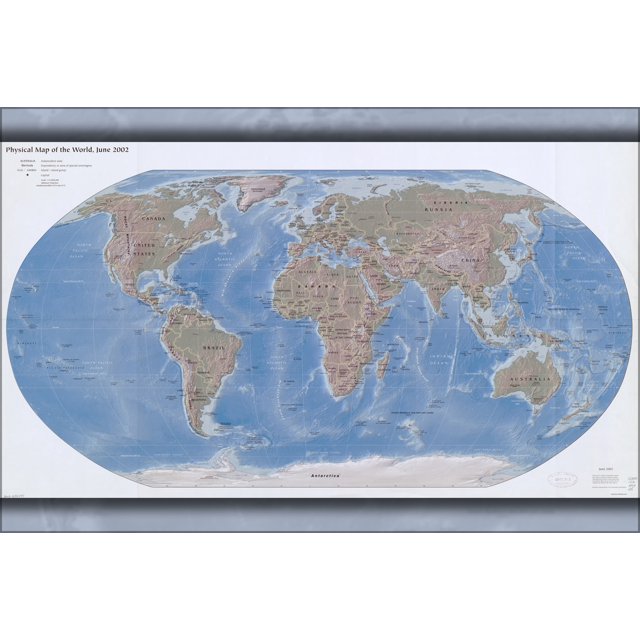 24"x36" Gallery Poster, cia Physical map of the world, 2002 p2 ...
