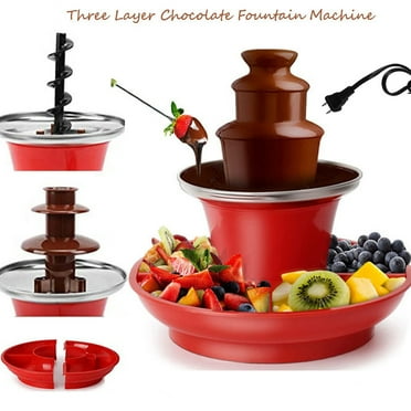 Evjurcn Mini Chocolate Fountain with Removal Serving Tray 3 Layer Milk ...