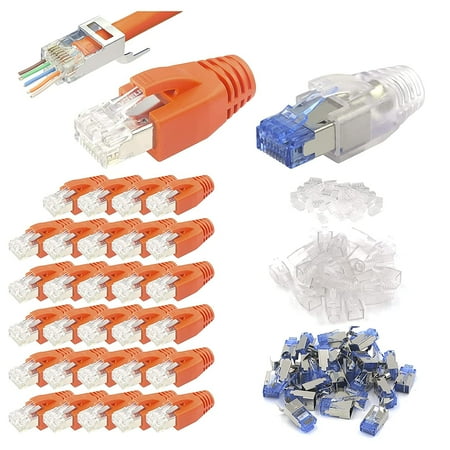 (Gen 2) 30-Pack Cat6a/Cat7 RJ45 Pass Through connectors Bundle with ...