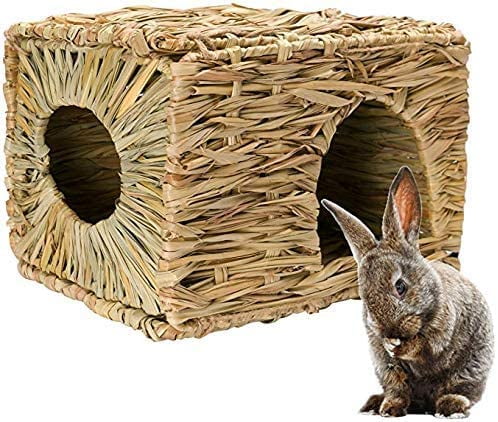 Grass House for Rabbits, Rabbit Hideaway Hut Toy Natural Seagrass Mat ...