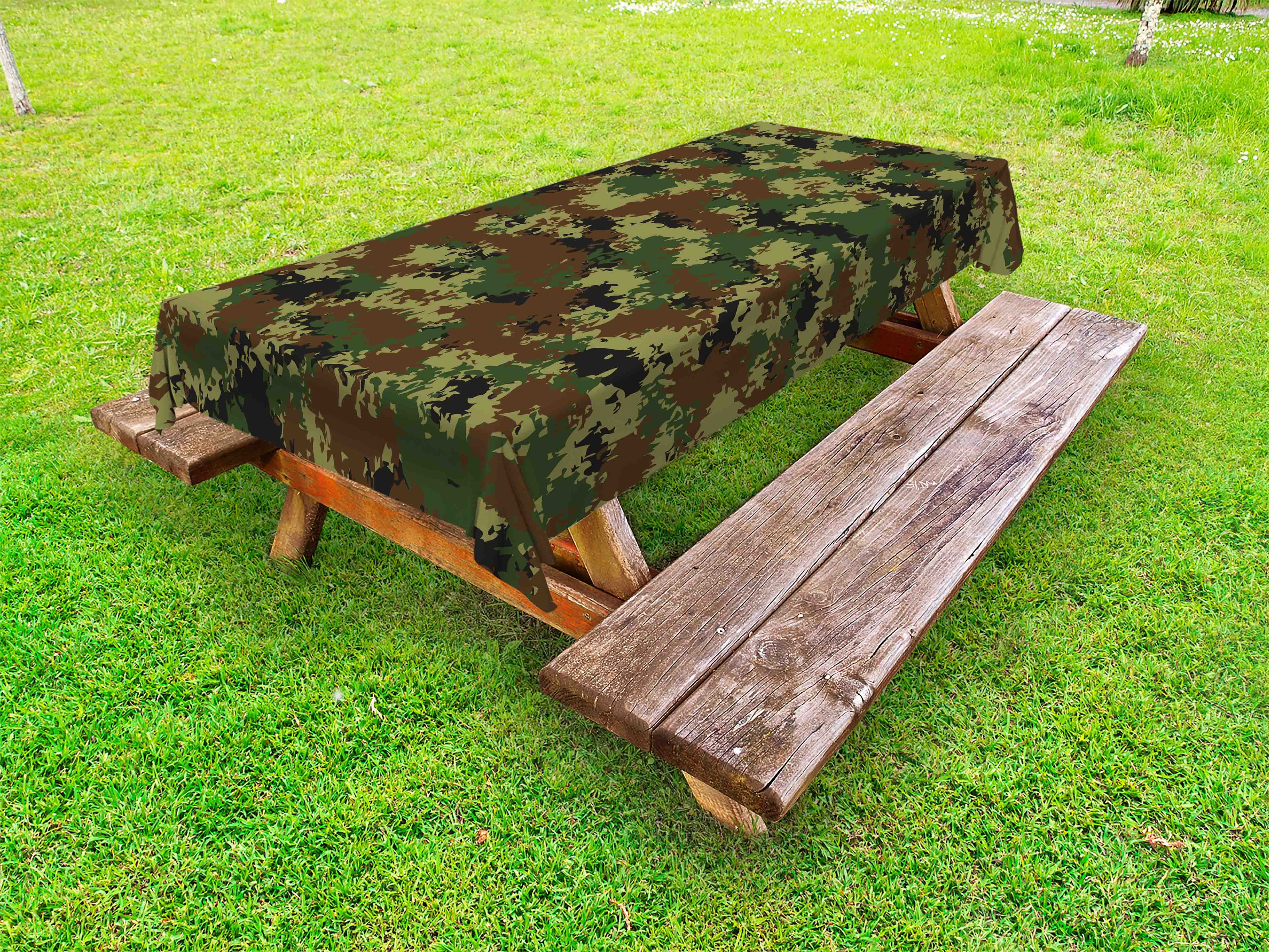 Camo Outdoor Tablecloth, Grunge Graphic Camouflage Summer Theme Armed ...