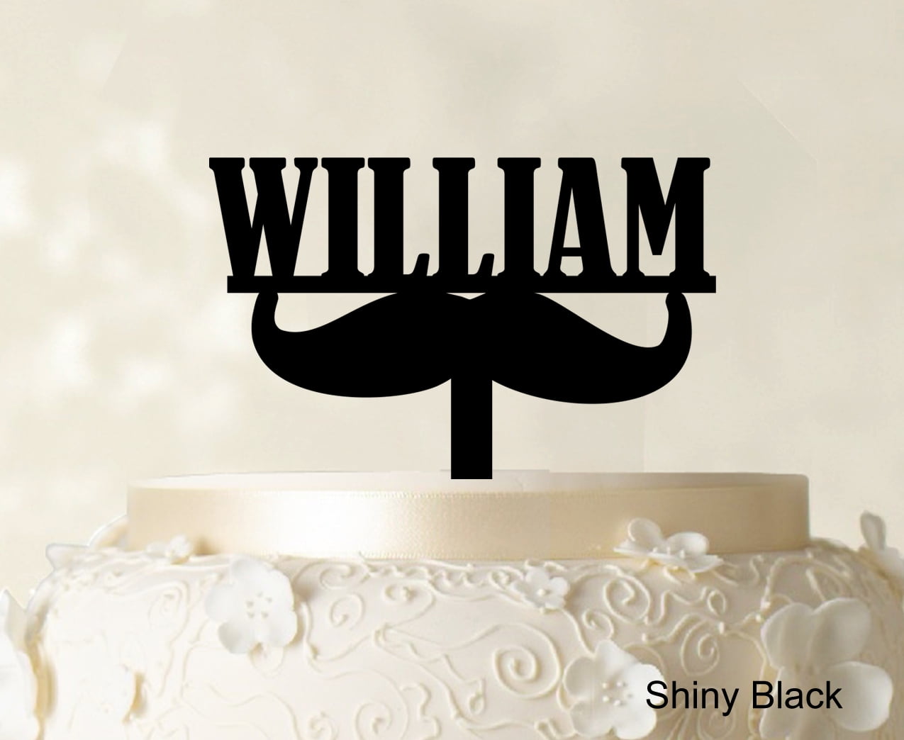 "Custom Name Cake Topper Personalized Shiny Black Cake Topper Color ...