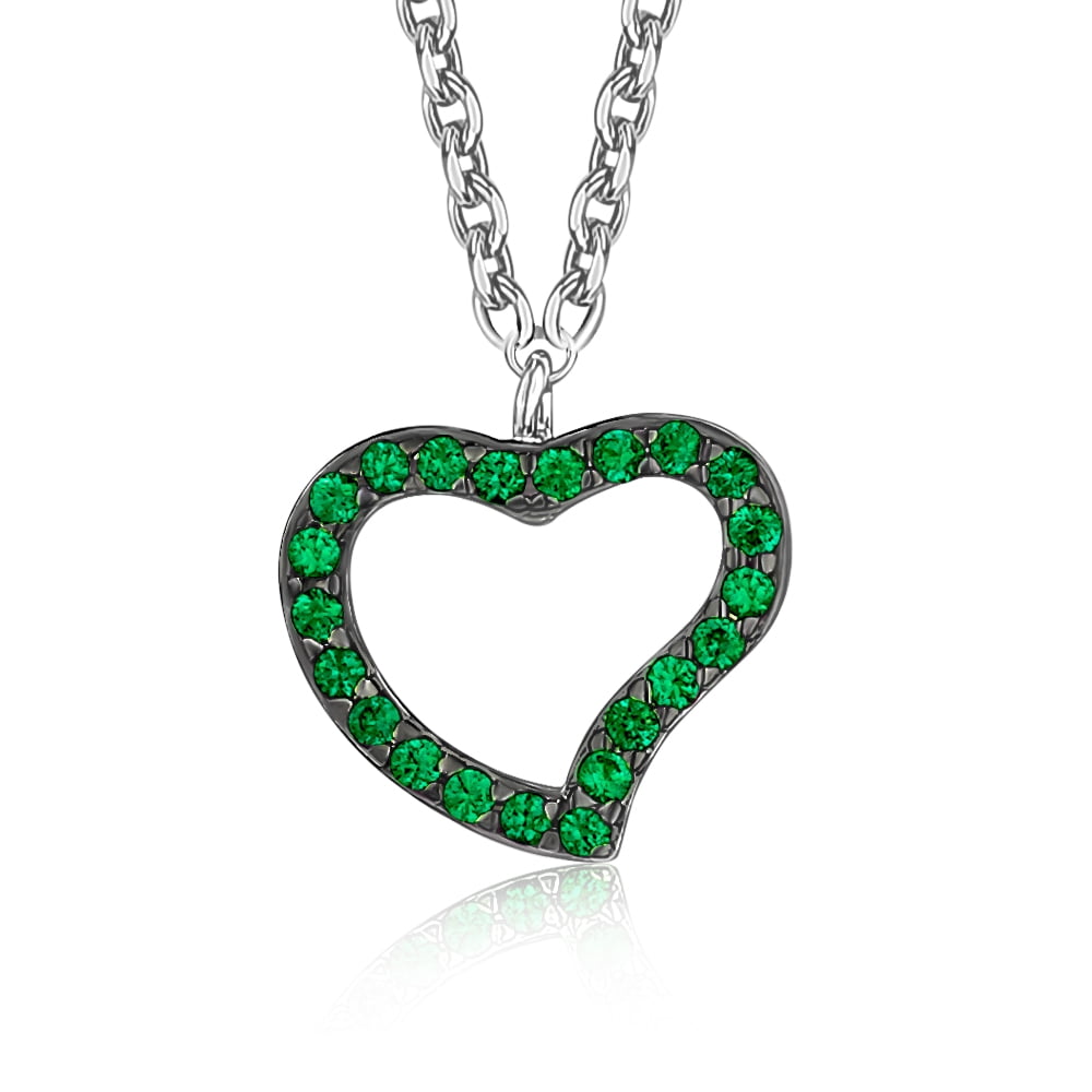 Click here for Sterling Silver Green Open Heart Pendant Necklace... prices