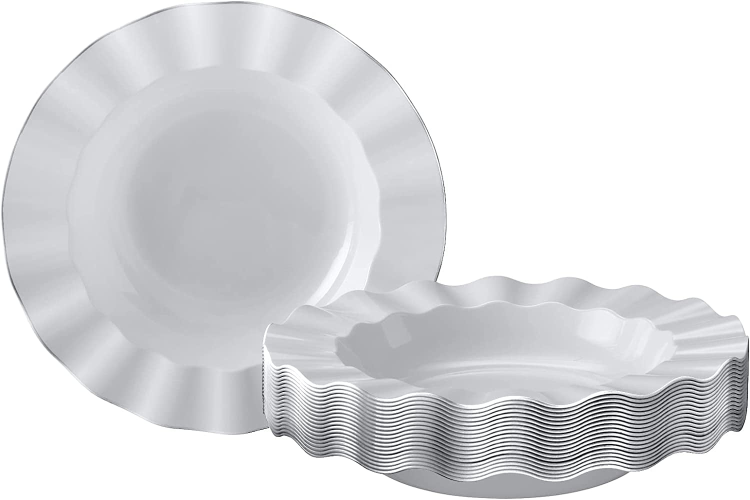 Elegant Plastic Plates for Party with Scalloped Rim (20 PC), Disposable ...