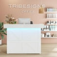 Tribesigns Reception Desk with Light, White Front Desk with Cable ...