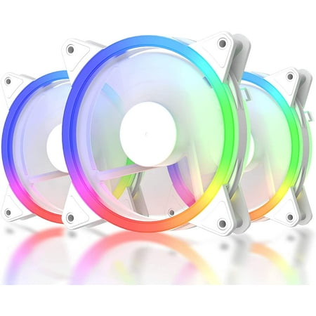 upHere 120mm RGB White PC Cooling Case Fan with Remote Control Ultra ...