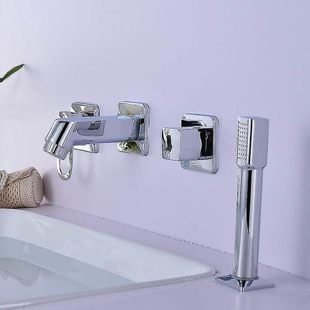 4pcs Set Of Wash Basin Deck/wall Mounted-handheld Mixer Tap With Shower ...