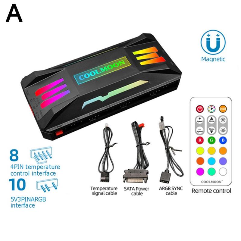 RGB Controller 4Pin PWM 5V 3Pin ARGB Fan Cooler PC Control Remote N8T1 ...