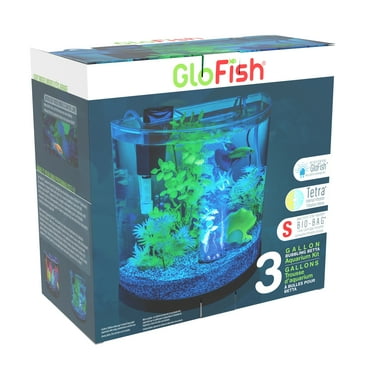GloFish Betta Trilogy Aquarium, 3 Gallons, Includes LED Lights and ...