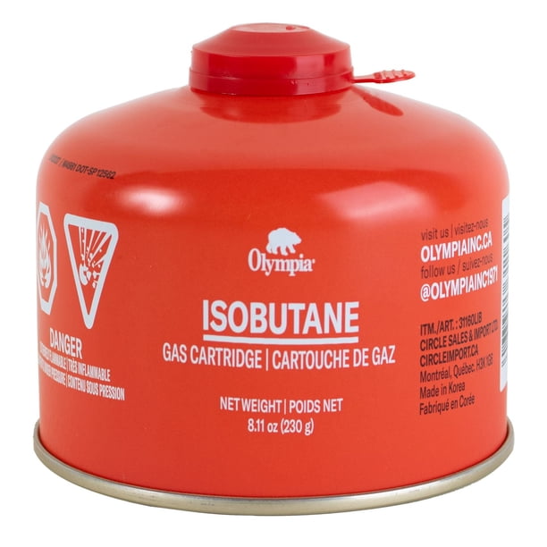 Olympia Isobutane Propane Fuel Canister. Easy use for camping. 230G Tin ...