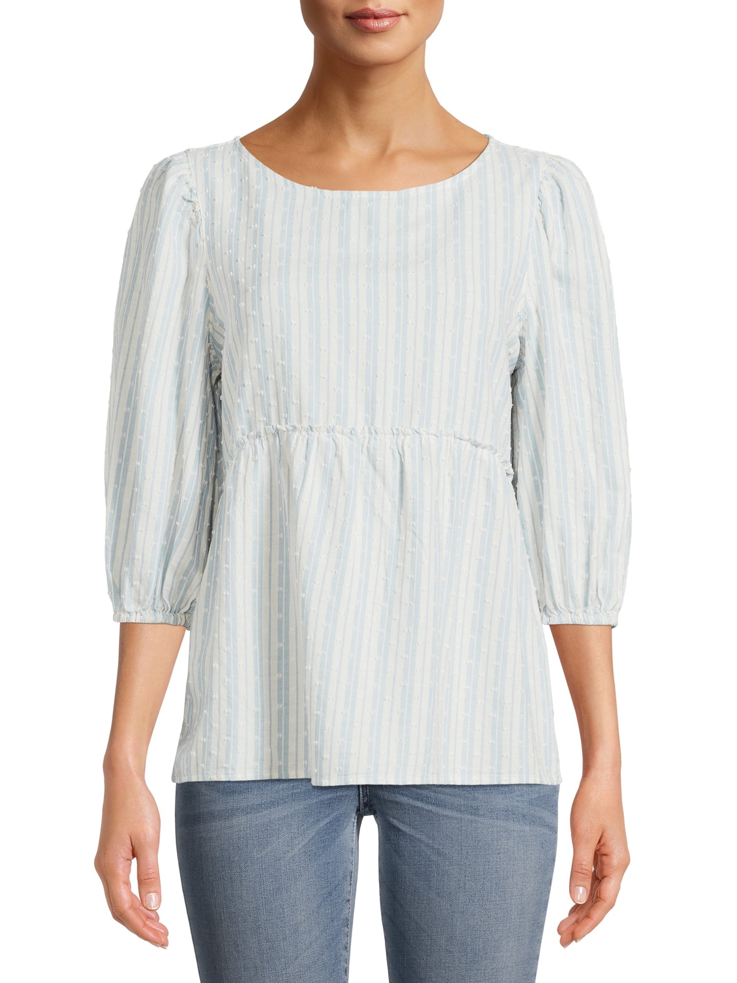 Time and Tru Women's Short Sleeve Textured Top - Walmart.com