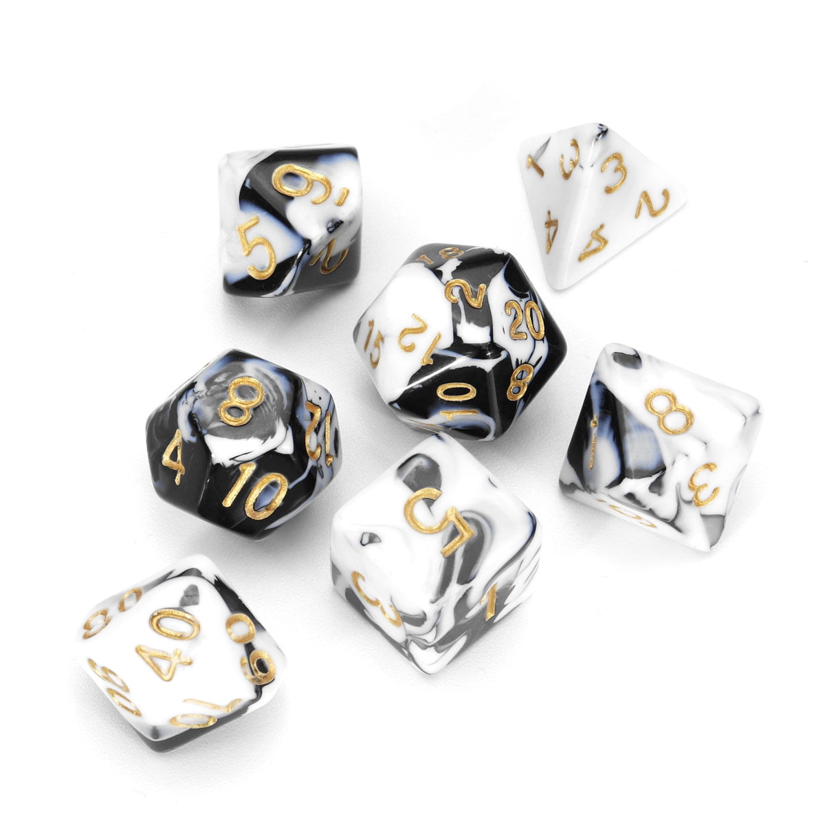 7pcs/Set Two-tone Acrylic Polyhedral Dice Multi Sided Dice with Bag For ...
