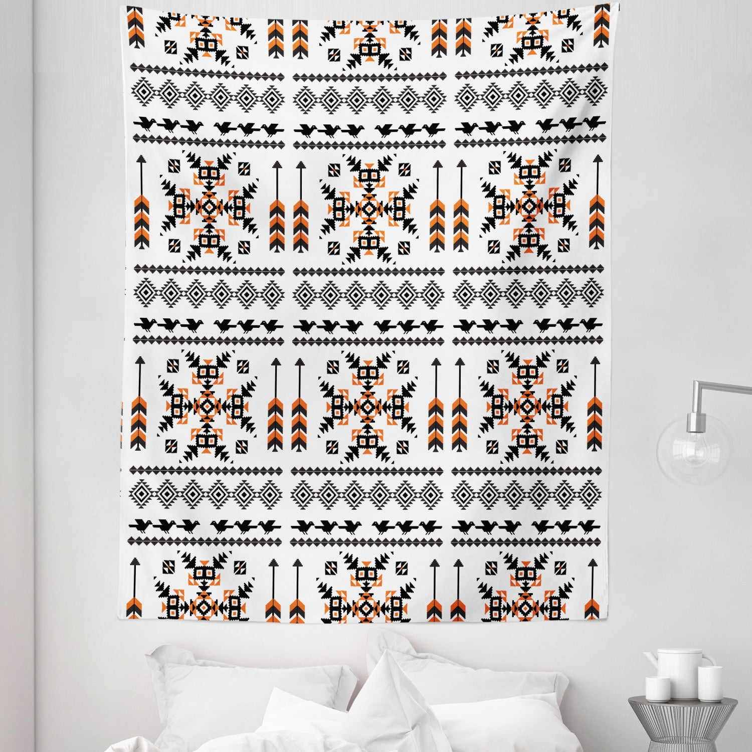 Tribal Tapestry, Pattern Composition with Birds and Arrows Geometric ...