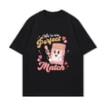 Crewneck T Shirt Black Matchbox And Matchstick Cartoon Print We Are ...