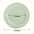 Efavormart 10 Pack Sage Green Plastic Dinner Plates with Gold Beaded ...