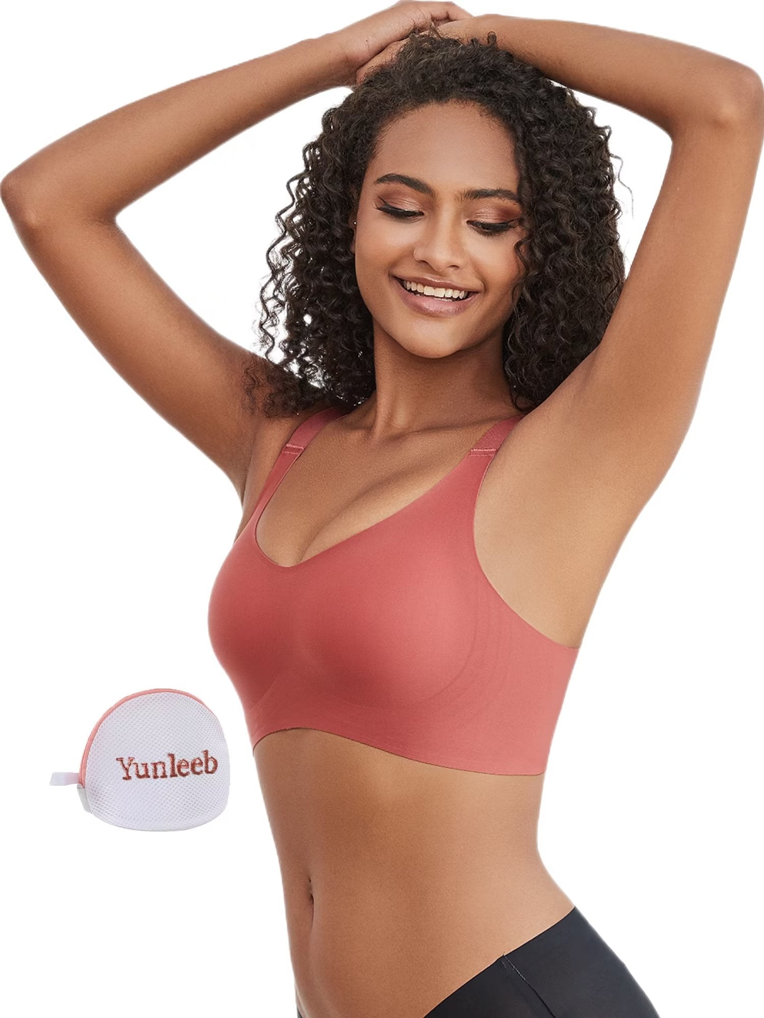Yunleeb Seamless Bra Feel Air T-Shirt Bra with Support, All Day Comfort Bra YL01-Red L - Walmart.com