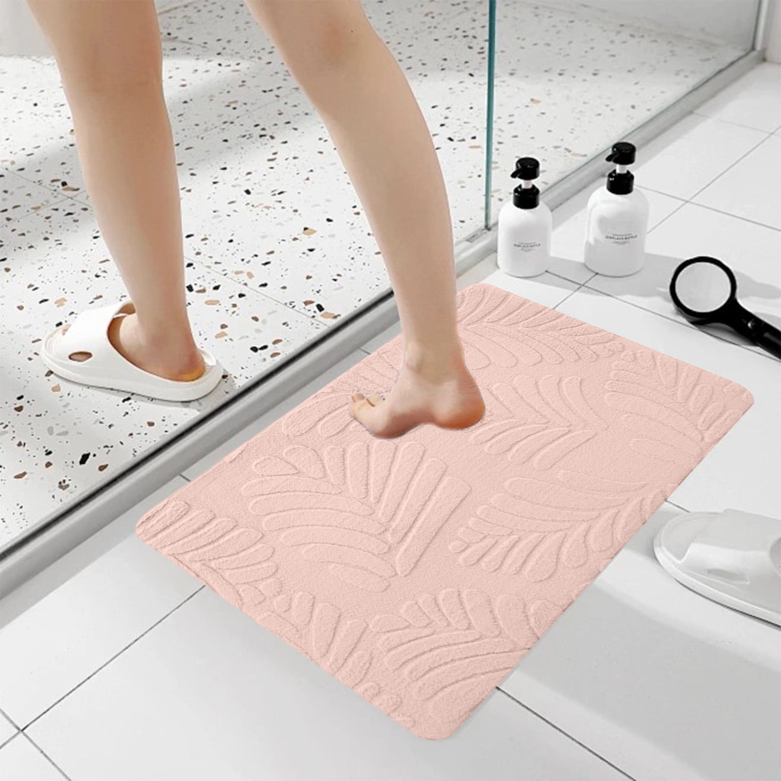 Dvkptbk Rugs Ultra Absorbent Non-Slip Memory Foam Machine Washable Soft Velvet Bath Mats Easier To Dry For Bathroom Floor Bath Mats Bath Rugs Bathroom