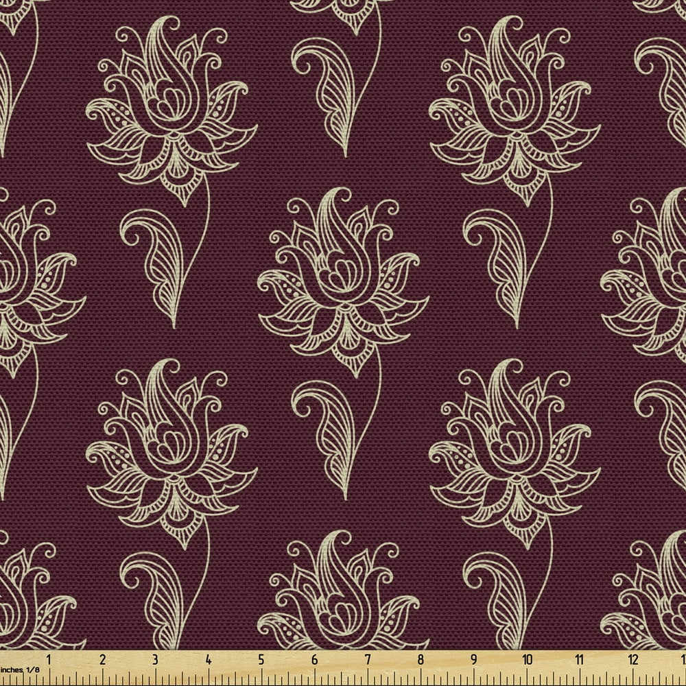 Maroon Upholstery Fabric by the Yard Rhythmic Paisley Design Antique ...